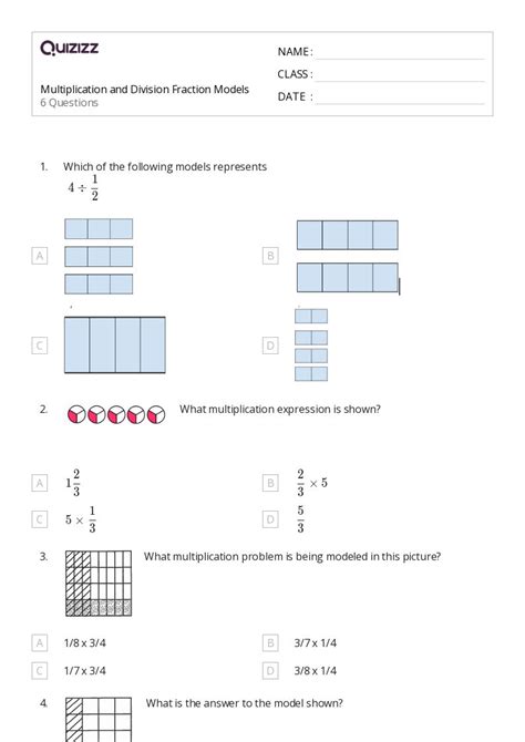 50 Fraction Models Worksheets For 6th Class On Quizizz Free And Printable