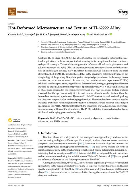 Pdf Hot Deformed Microstructure And Texture Of Ti 62222 Alloy