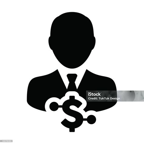 프로필 아이콘 벡터 디지털 달러 통화 와 남성 사용자 사람 아바타 용 디지털 지갑에 대 한 글리프 픽토그램 고객에 대한 스톡