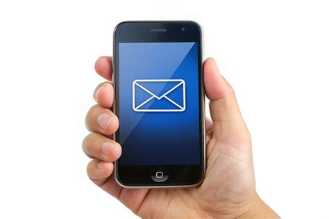 Right Hand Holding Black Smartphone With Message Inbox On The Screen