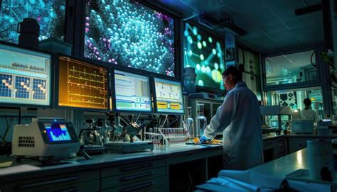 In A Hightech Lab A Scientist Is Deeply Focused On Analyzing Data Using