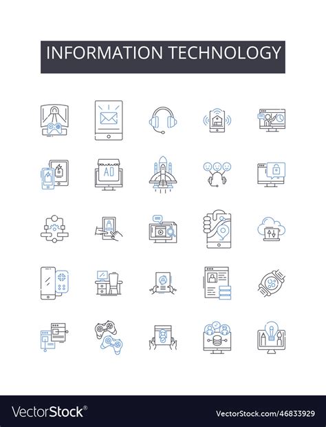 Information Technology Line Icons Collection Vector Image
