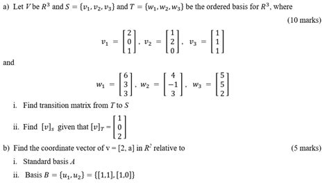 solved a let v be r3 and s {v1 v2 v3} and t {w1 w2