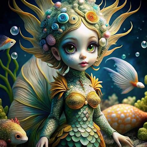 Fantasy Digital Art Of Mermaid Characters In Underwater Scenes