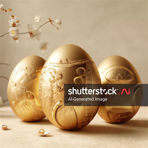 Three Golden Only Passover Eggs Decorated Embossed Ai Generated Image