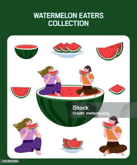 과일 수박과 수박을 먹는 여자들 다양한 형태의 일러스트레이션 과일에 대한 스톡 벡터 아트 및 기타 이미지 과일 디자인