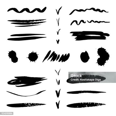 격리 된 검은 반점 선 잉크의 진드기의 집합입니다 인쇄 흰색 바탕에 잉크 얼룩 오 점 개체 그룹에 대한 스톡 벡터 아트 및 기타 이미지 Istock
