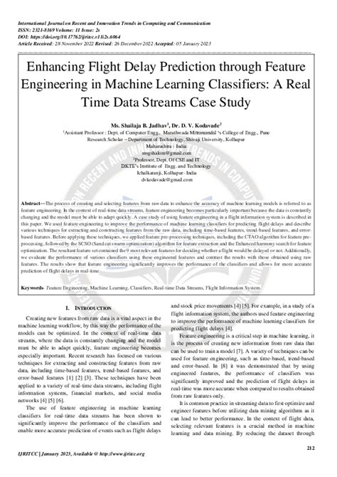 Pdf Enhancing Flight Delay Prediction Through Feature Engineering In Machine Learning