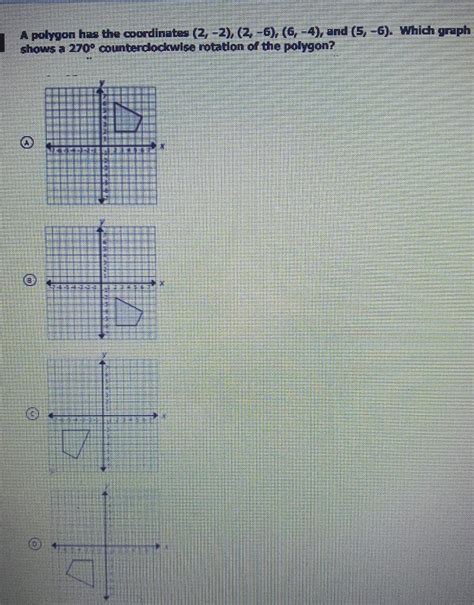 Solved Which Graph Shows A 270° Counterclockwise Rotation Of