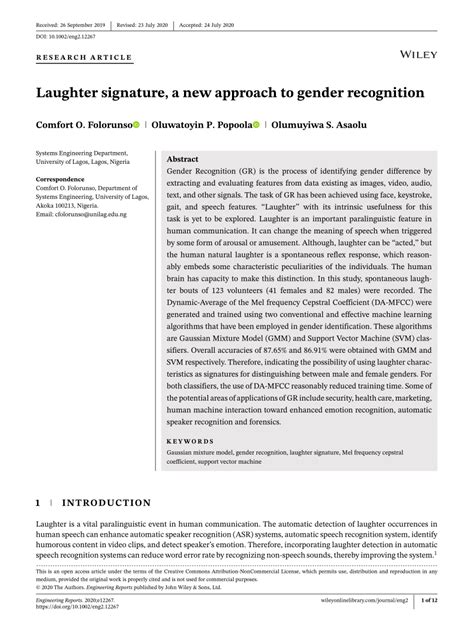 Pdf Laughter Signature A New Approach To Gender Recognition