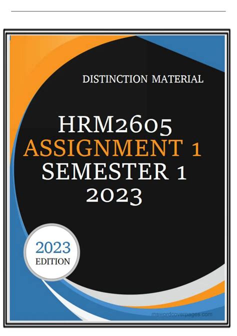 Hrm2605 Assignment 1 Semester 1 2023 Hrm2605 Human Resource
