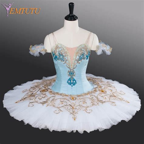 Adult Ballerina Professional Ballet Tutu Blue Gold Cinderella Classical