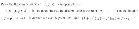 Solved Prove The Theorem Below When AR Is An Open Interval Chegg