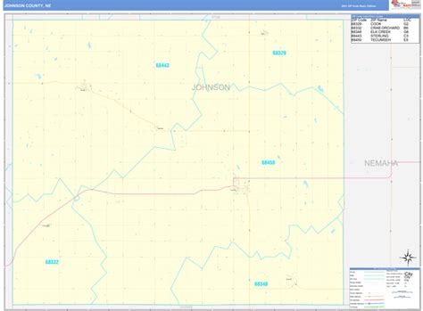 Johnson County Ne Zip Code Wall Map Basic Style By Marketmaps