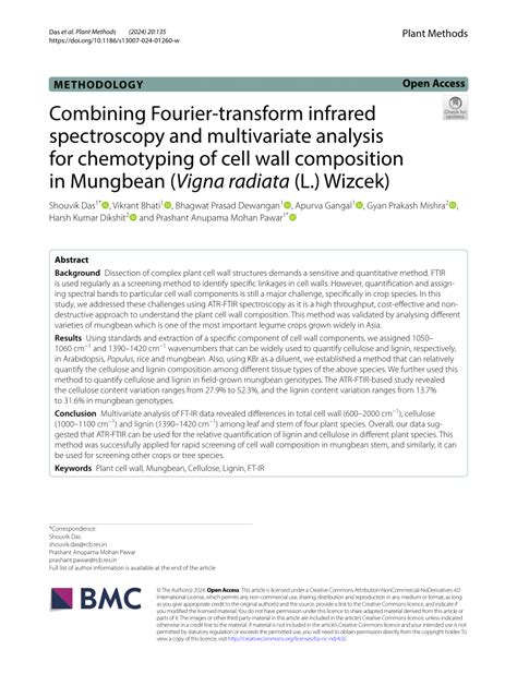 Pdf Combining Fourier Transform Infrared Spectroscopy And Multivariate Analysis For