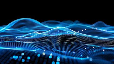 Abstract Digital Data Waveform Landscape Background Futuristic Technology Concept Stock