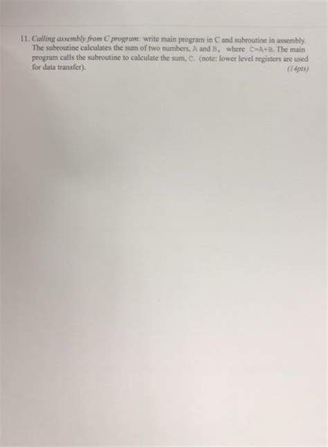 Solved 11 Calling Assembly From Program Write Main Program