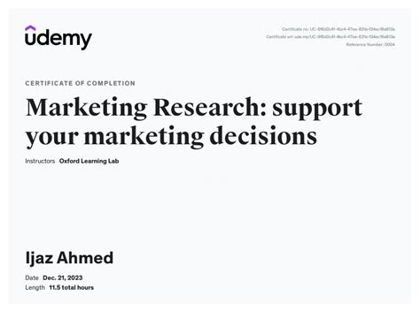 I Am Thrilled To Announce That I Have Completed Marketing Research Certification Program From