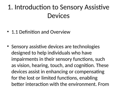 Sensoryassistivedevicespresentationpptx Technology And Computing