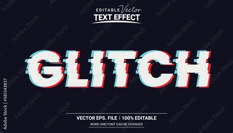 Editable Glitch Illustrator Vector Text Effect Stock Vector Adobe Stock