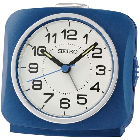 Buy Seiko Leander Bedside Table Alarm Clock Blue 10cm Online Oh Clocks