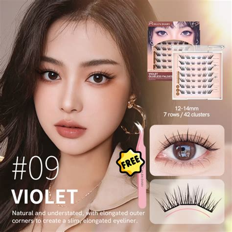 🔥mlen Diary ขนตาคุณภาพ🔥 ขนตามีกาวในตัว ติดง่าย No 09 Violet Shopee
