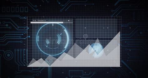 Rising Graph Animation On Futuristic Digital Chart With Circular
