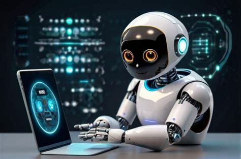 premium photo futuristic robot artificial intelligence huminoid ai programming coding