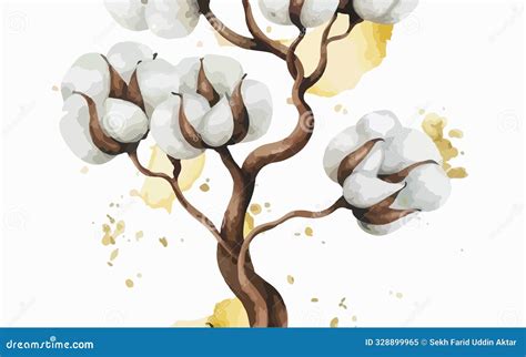 Silk Cotton Tree Watercolor Art And Illustration Generative Ai Stock