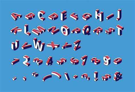 아이소 메트릭 알파벳 Abc 숫자 및 문장 부호 대문자 타이포그래피 글꼴 무료 벡터