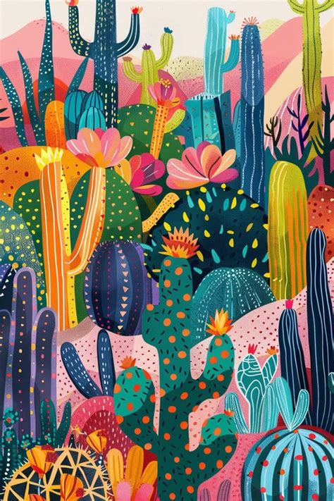 Discover The Beauty Of Colorful Cactus Art Cactus Prints Cactus
