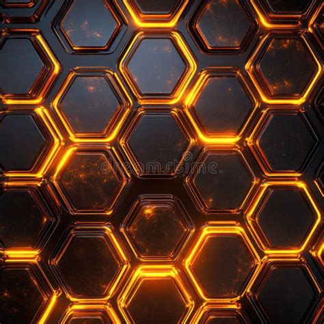 Innovative Hexagonal Patterns Digital Art Futuristic Design Ambient Lighting Close Up View