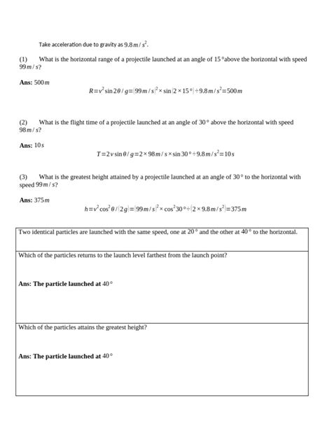 projectile motion pdf