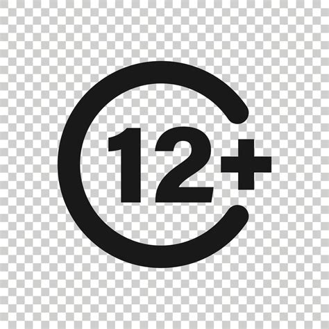 Twelve Plus Icon In Flat Style 12 Vector Illustration On White Isolated Background Censored