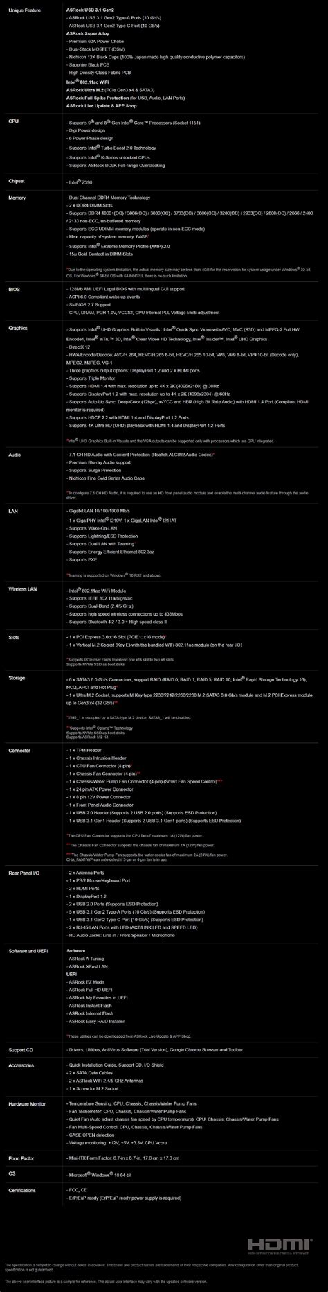 Asrock Z390m Itx Ac Lga 1151 Micro Itx Motherboard