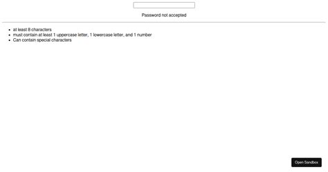 validate password codesandbox
