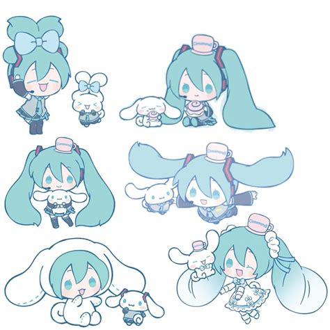 Miku X Cinnamoroll Stickers Miku Hatsune Chibi Cute Drawings Cute