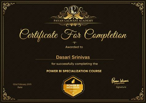 Srinivas Dasari On Linkedin Successfully Completed The Power Bi Specialization Course And