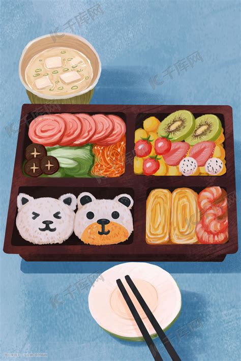 食物美食特写之日式便当可爱便当插画图片 千库网