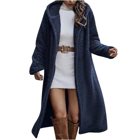 Winter Warm Sherpa Coats Jackets For Women Plus Size Hooded Faux Fur