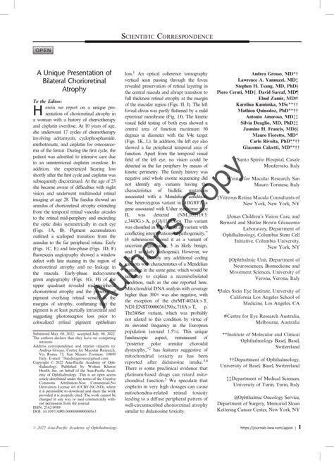 Pdf A Unique Presentation Of Bilateral Chorioretinal Atrophy