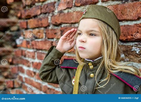 Small Girl In Soviet Military Uniforms Stock Image Image Of Blouse