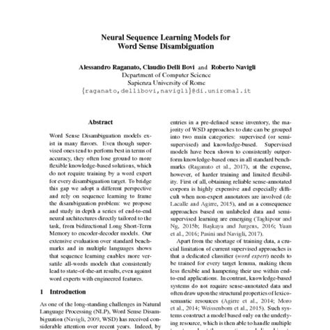 Neural Sequence Learning Models For Word Sense Disambiguation Acl Anthology