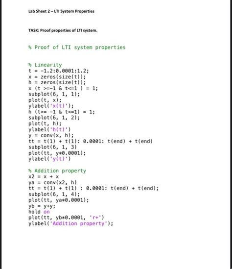 Solved Lab Sheet 2 LTI System Properties TASK Proof Chegg Com