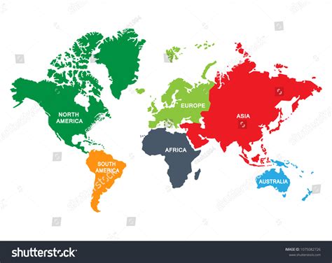 World Map Split Into Continents State Coastal Towns Map Map