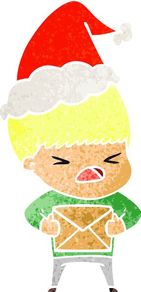 산타 모자를 쓰고 스트레스를 받은 남자의 손으로 그린 복고풍 만화 낙서 드로잉에 대한 스톡 벡터 아트 및 기타 이미지 낙서 드로잉 남자 등장인물 Istock