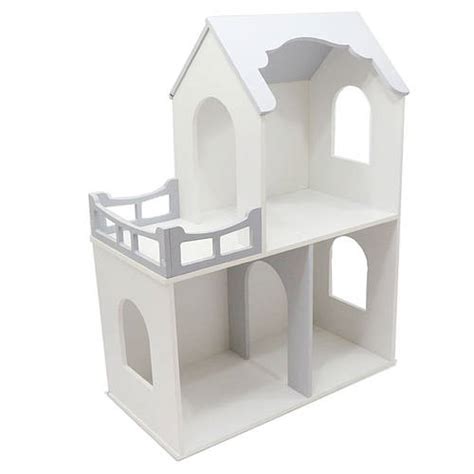 Купить Игрушечный кукольный деревянный домик двухэтажный с балконом Unitywood серый 80 60 30