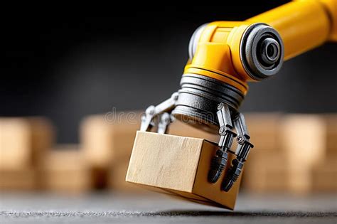 Robotic Arm Efficiently Handles Wooden Box Showcasing Advanced Investment In Logistics And
