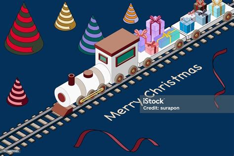 메인 라인이있는 크리스마스 선물을 운반하는 Sl 열차의 아이소메트릭 일러스트 레이 션 12월에 대한 스톡 벡터 아트 및 기타 이미지 12월 3차원 형태 객차 Istock