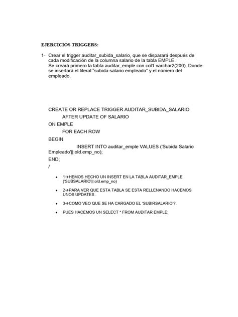 Ejerercicios Triggers Pdf Bases De Datos Software De Gestión De Datos
